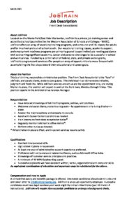 Job Description – Front Desk Receptionist | JobTrain